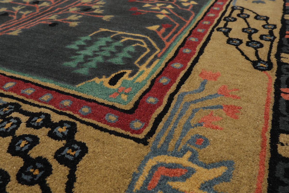 LoomBloom Multi Size Donegal Arts & Crafts Style Graphite Hand Tufted ...