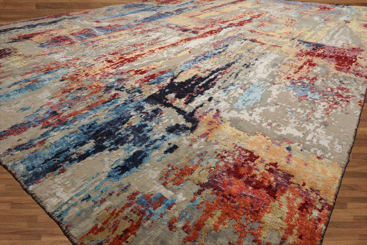 loomBloom 9x12 Modern Abstract Hand-Knotted Tibetan Sherpa Area Rug in ...