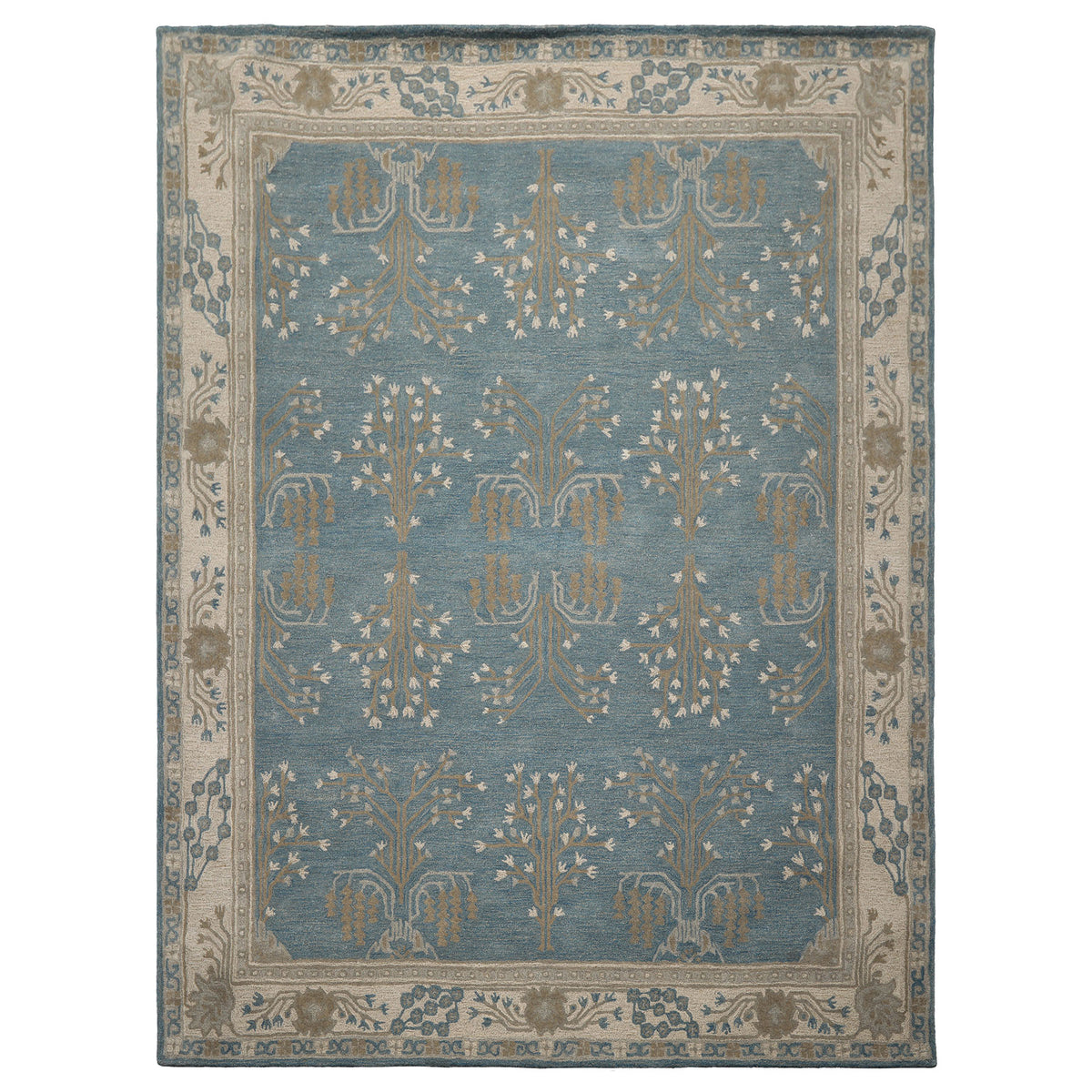 Multi Size Donegal Arts & Crafts Aqua Hand Tufted Wool Oriental Area ...